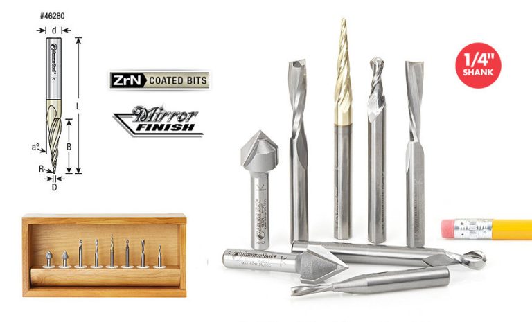 8PC AMANA GENERAL PURPOSE ROUTER BIT SET - 1/4" SHANK - NextWave CNC